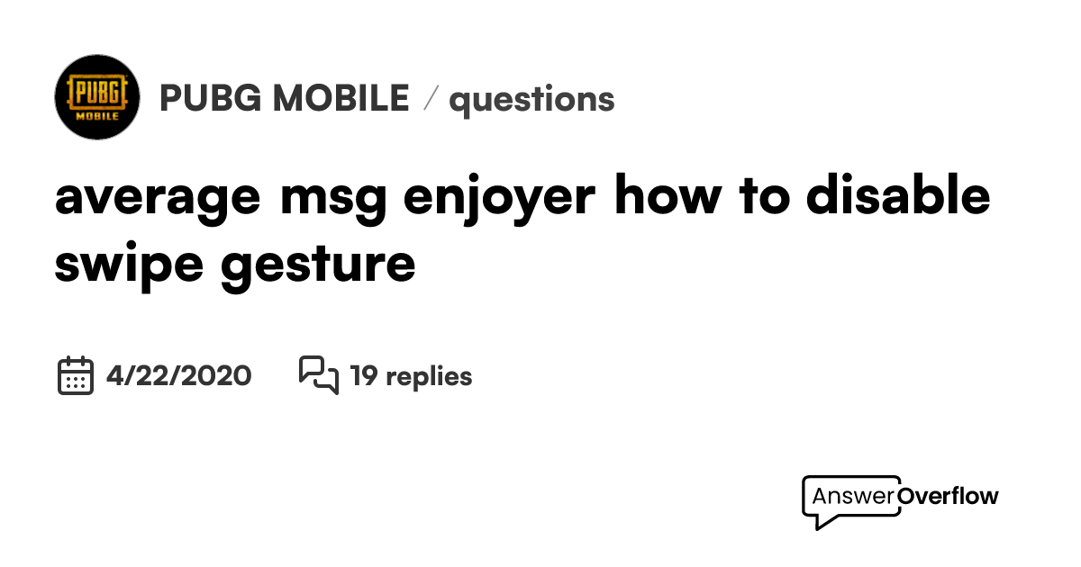 @average msg enjoyer 🇵🇸 how to disable swipe gesture? - PUBG MOBILE