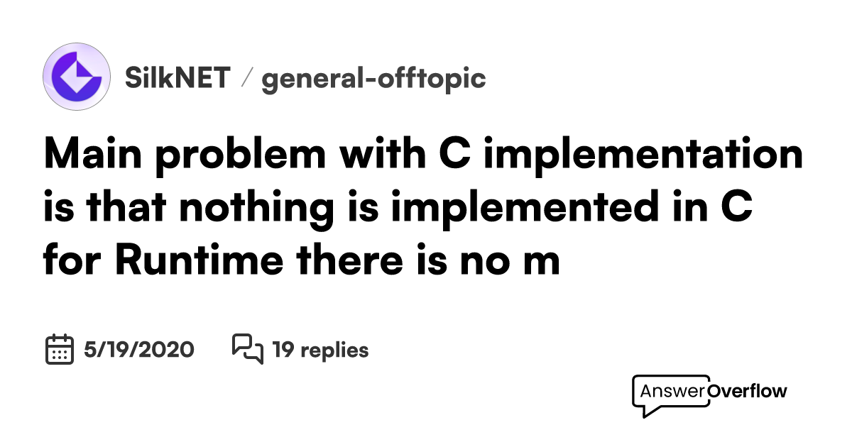 Main problem with C# implementation is that nothing is implemented in C# for Runtime, there is ...