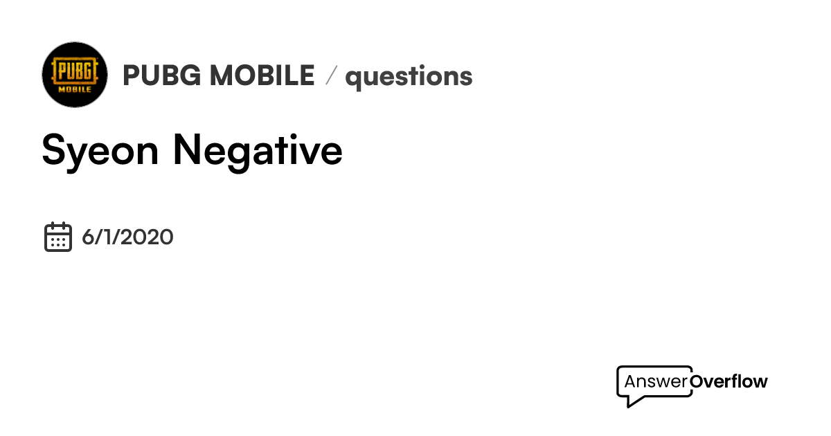 @Syeon Negative? - PUBG MOBILE