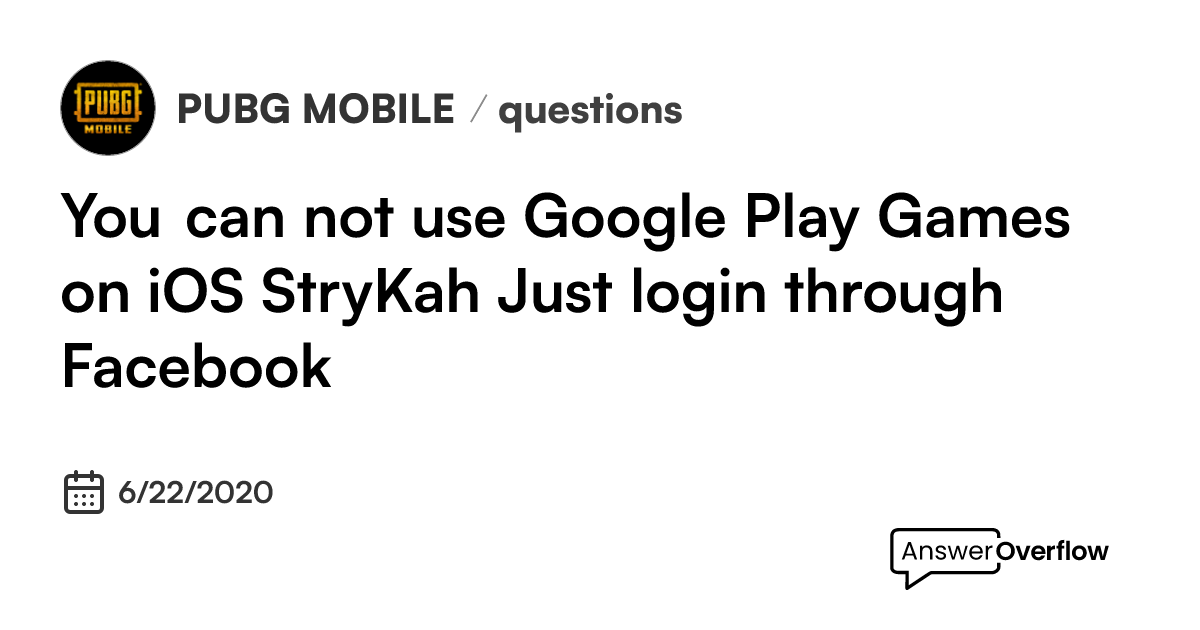 You can not use Google Play Games on iOS, @StryKah. Just login through Facebook. - PUBG MOBILE