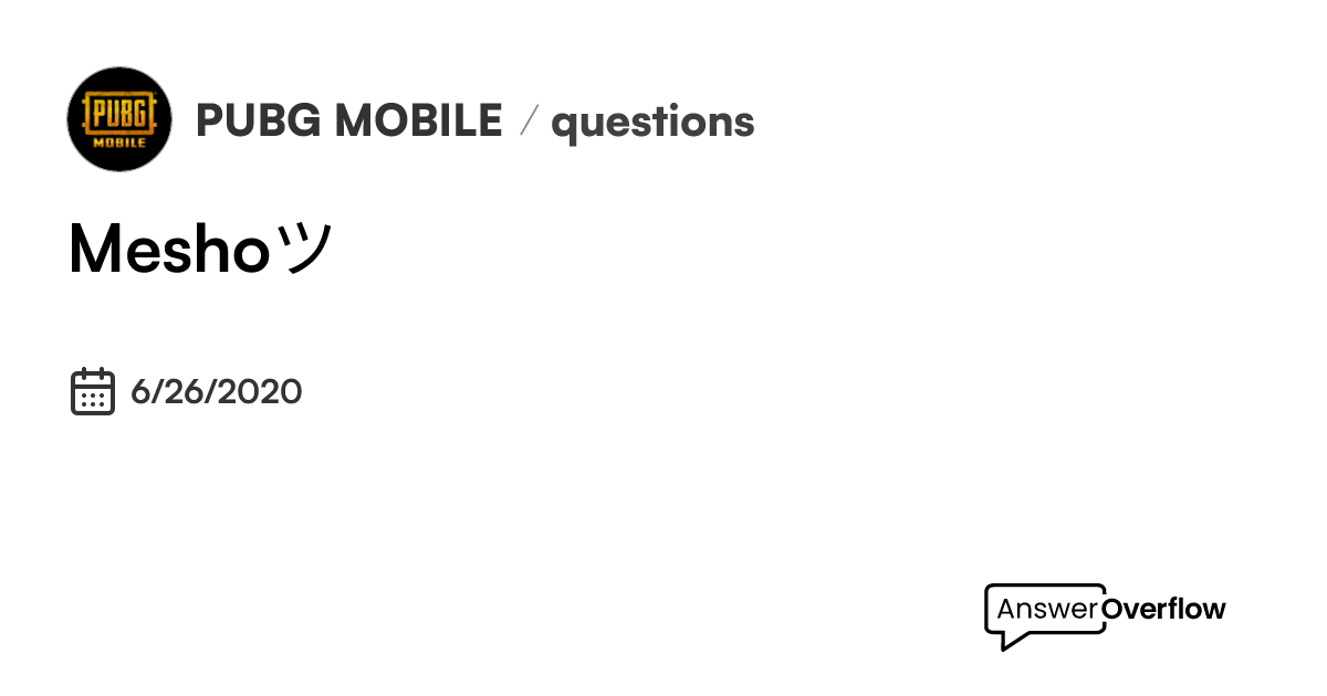 Mesho」ツ: - PUBG MOBILE