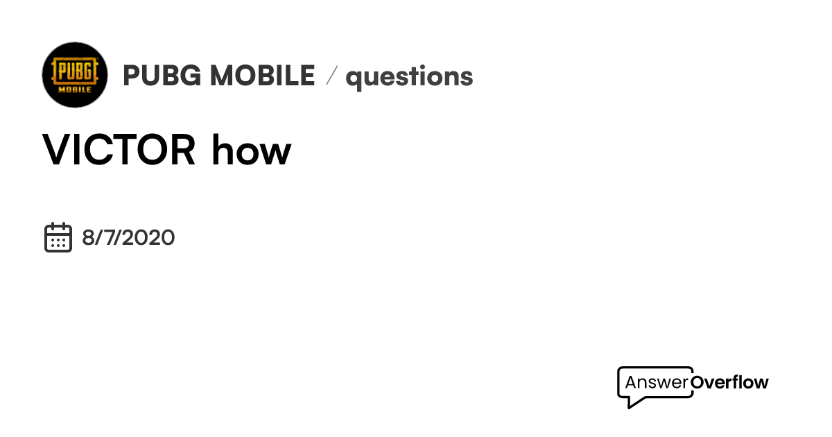 @VICTOR how - PUBG MOBILE