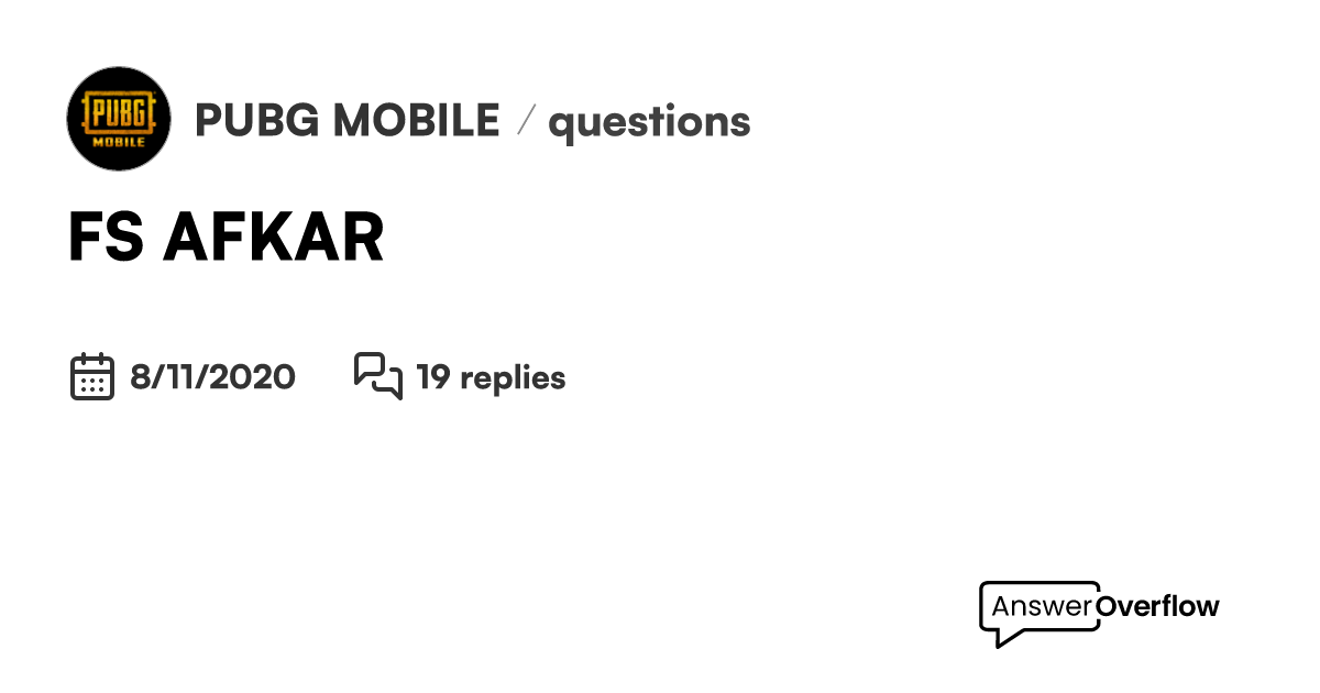@FS AFKAR: - PUBG MOBILE
