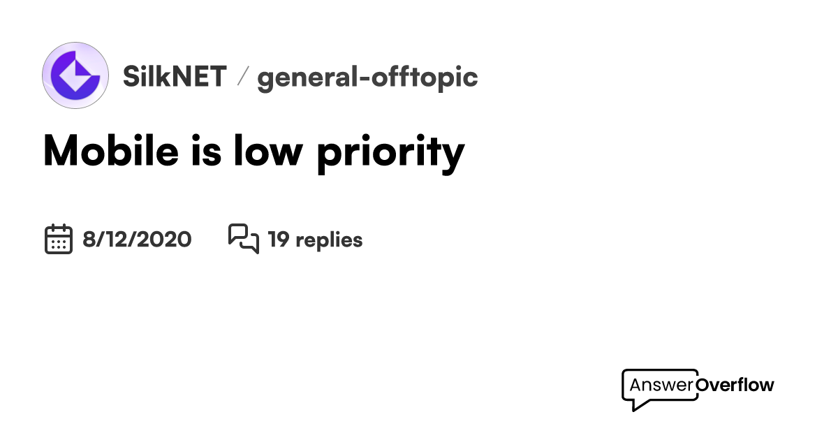 Mobile is low priority - Silk.NET