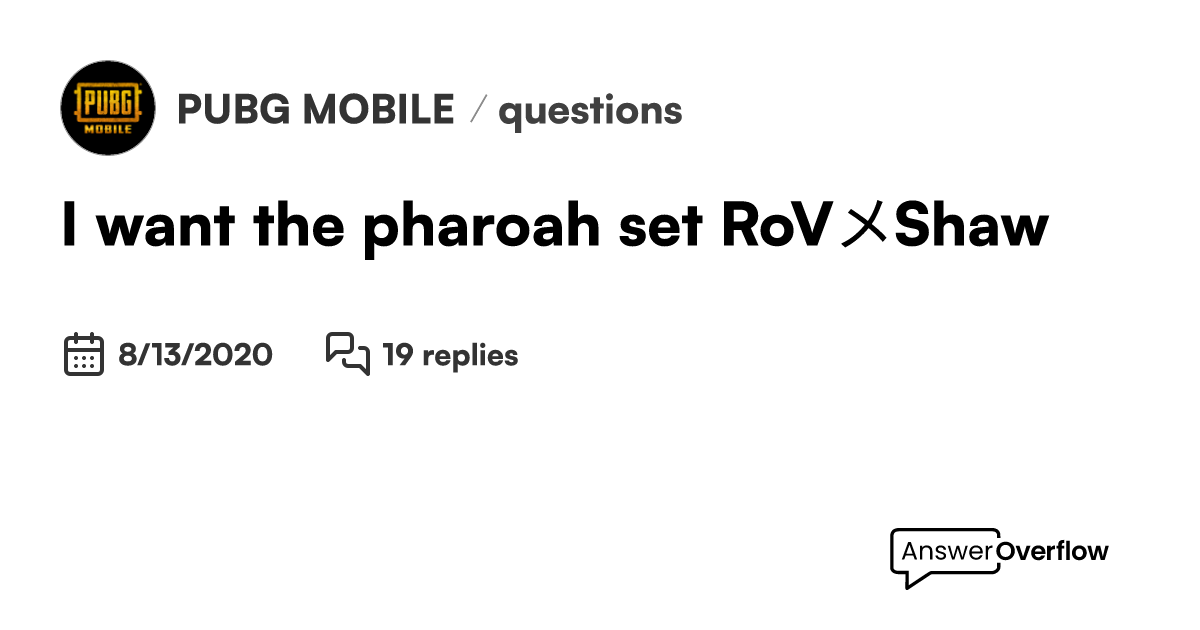 I want the pharoah set @RoVメShaw 😭 - PUBG MOBILE