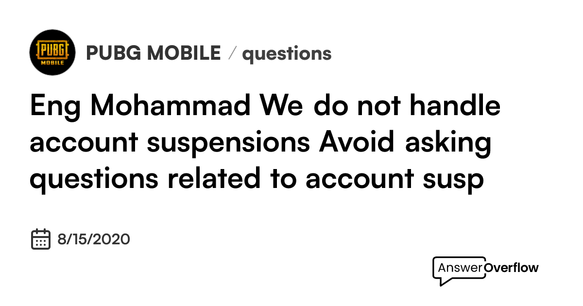 @Eng. Mohammad We do not handle account suspensions. Avoid asking ...
