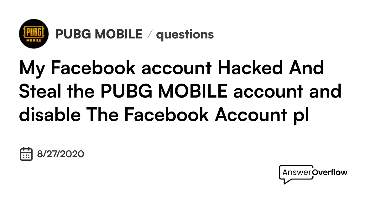 My Facebook account Hacked And Steal the PUBG MOBILE account and ...