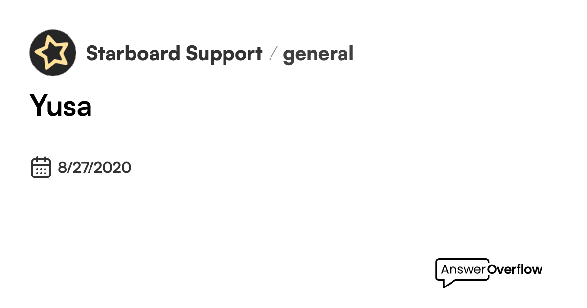 @Yusa - Starboard Support