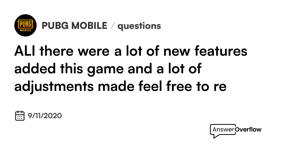 @ALI there were a lot of new features added this game and a lot of ...