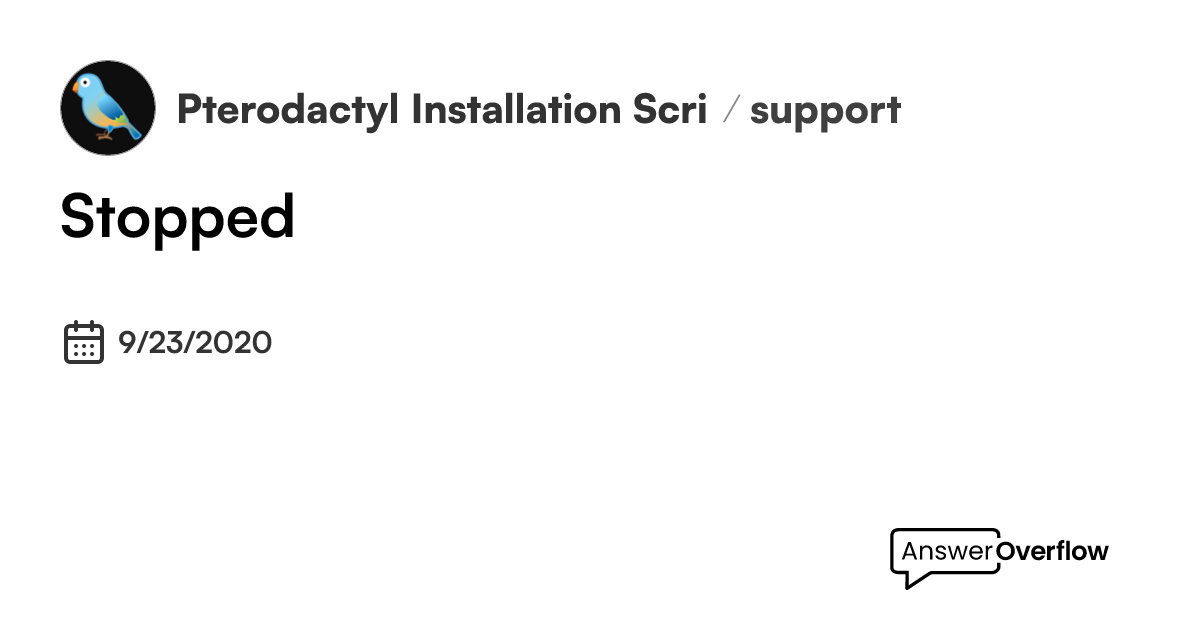Stopped - Pterodactyl Installation Script