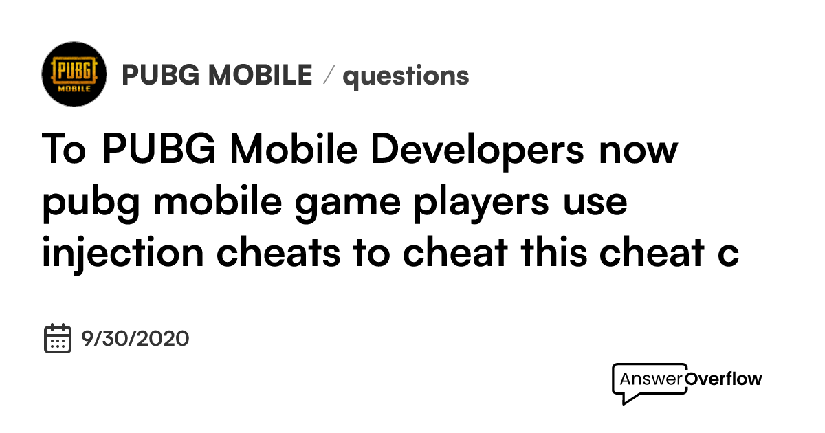To PUBG Mobile Developers, now pubg mobile game players use injection ...