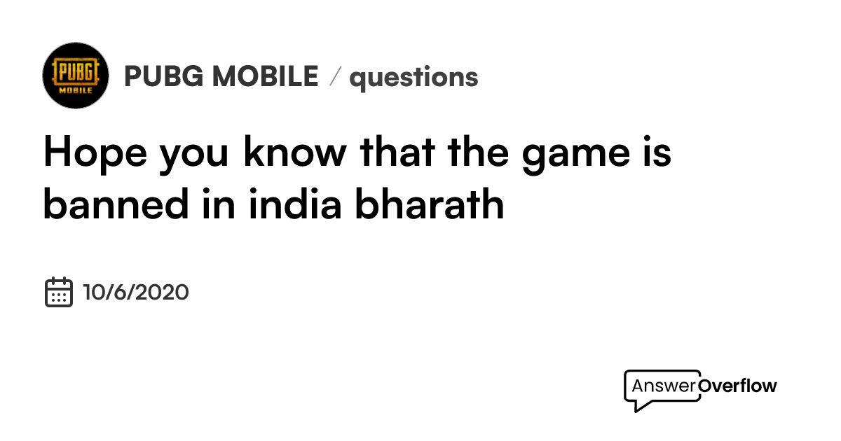 Hope you know that the game is banned in india. @bharath - PUBG MOBILE