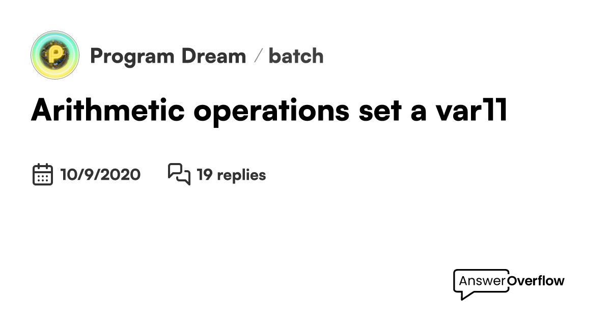 Arithmetic operations: `set /a var=1+1` - Program Dream