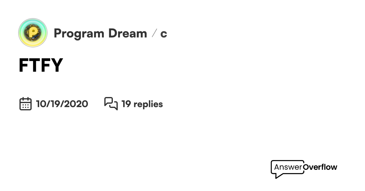 FTFY? - Program Dream