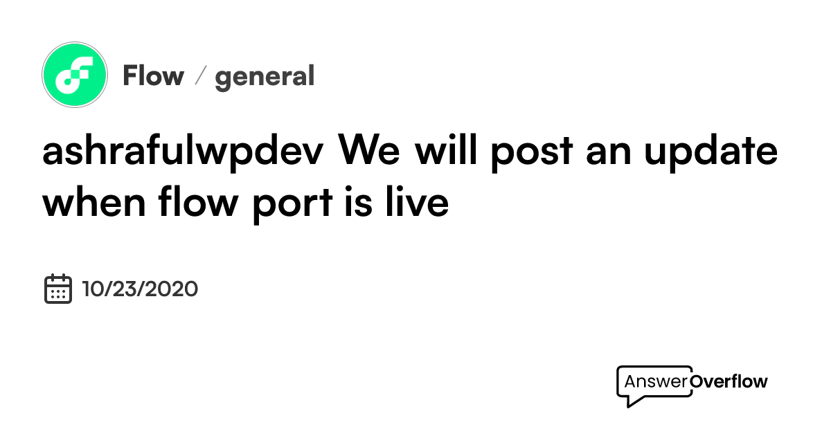 @ashrafulwpdev We will post an update when flow port is live - Flow