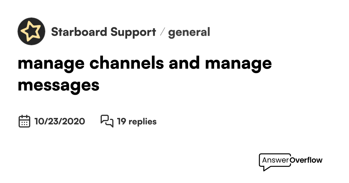 manage channels and manage messages - Starboard Support