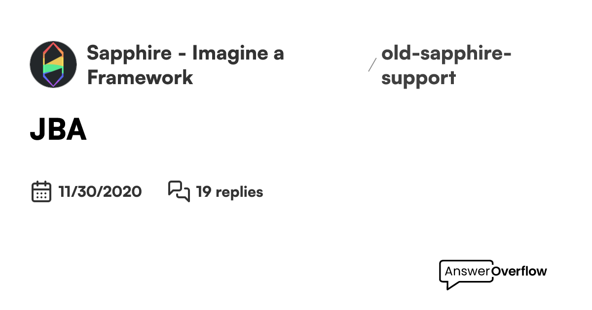 JBA? - Sapphire - Imagine a framework