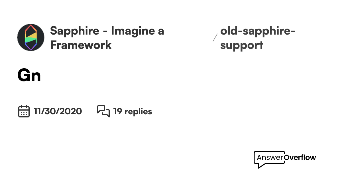 Gn - Sapphire - Imagine a framework