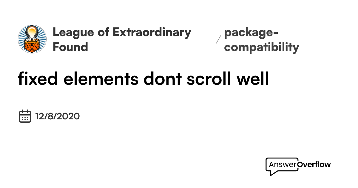 `fixed` elements don't scroll well - League of Extraordinary FoundryVTT ...
