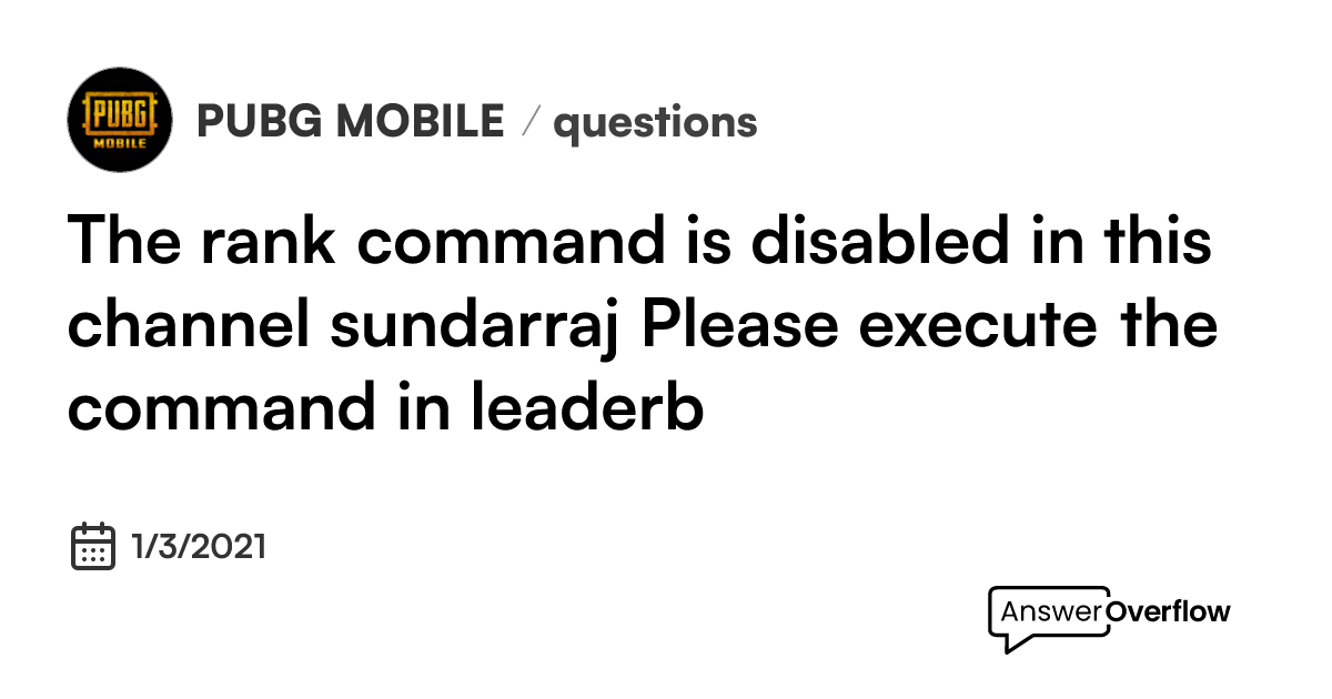 The `!rank` command is disabled in this channel, @sundarraj. Please execute the command in # ...