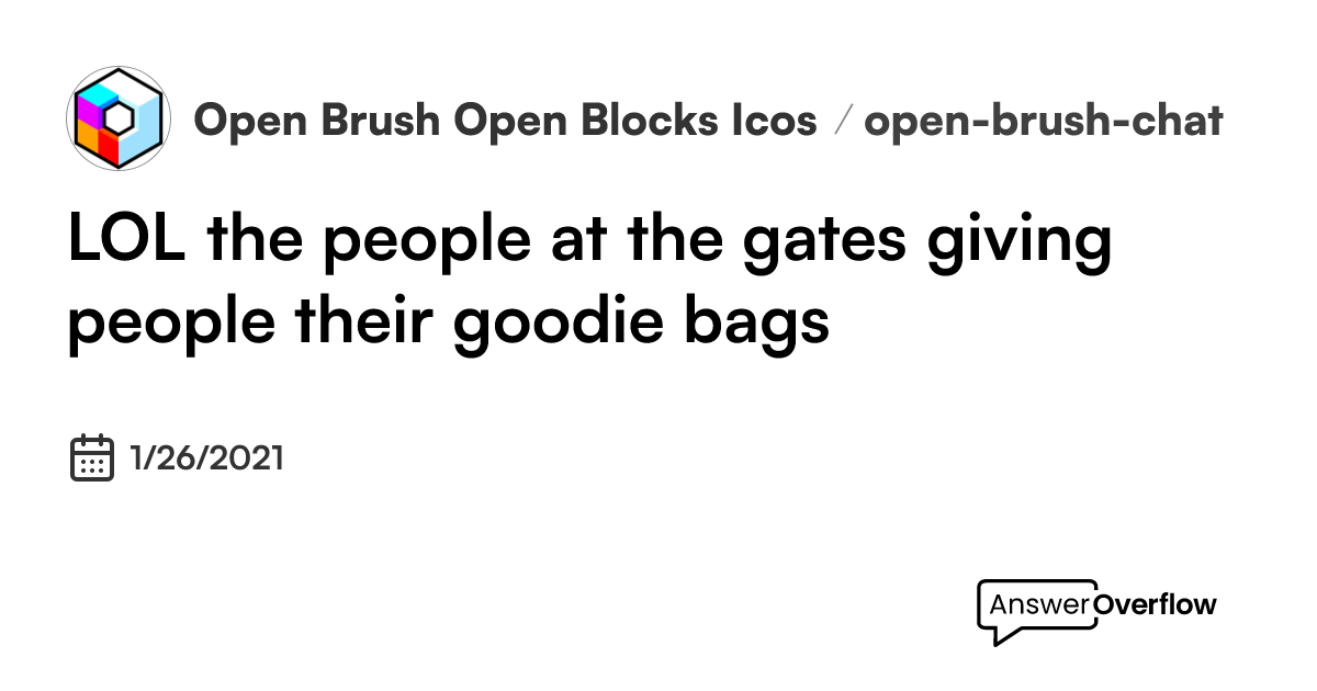 LOL the people at the gates, giving people their goodie bags - Open ...