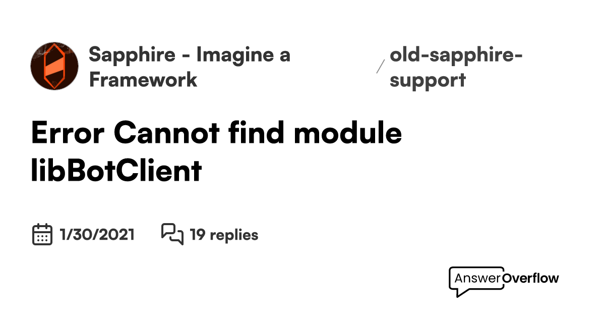 `Error: Cannot find module '#lib/BotClient'` - Sapphire - Imagine a framework