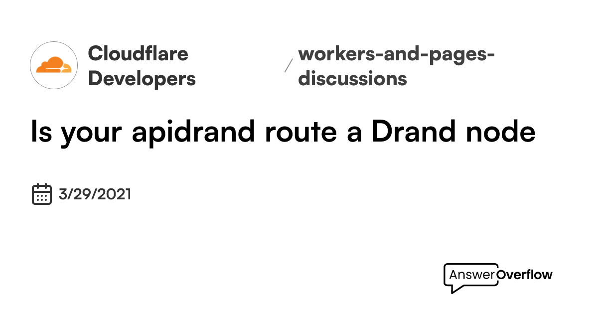 Is your `/api/drand` route a Drand node? - Cloudflare Developers
