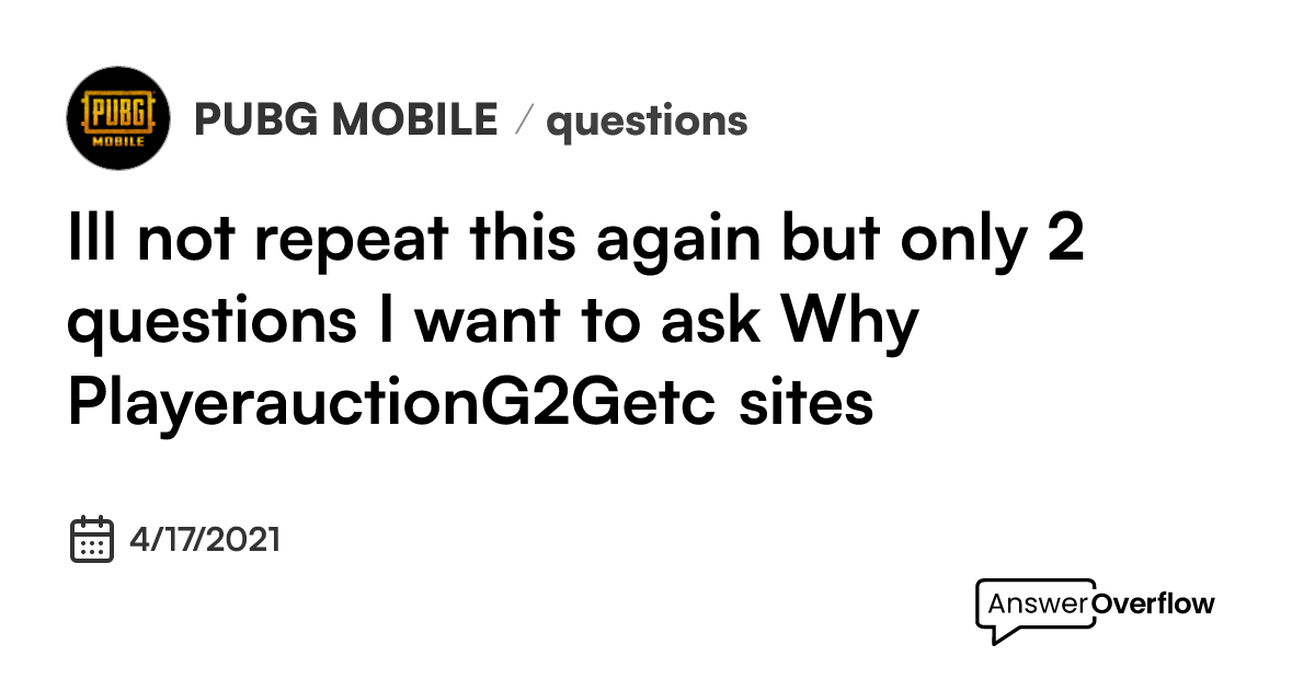 I'll not repeat this again, but only 2 questions I want to ask, Why ...