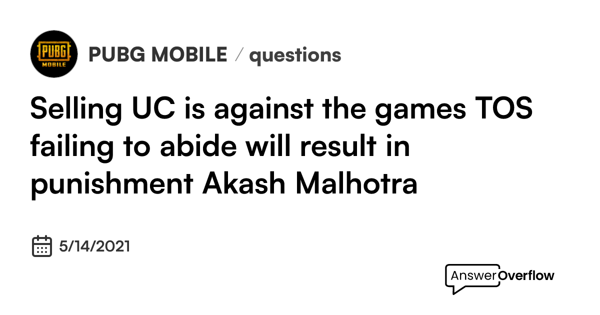 Selling UC is against the game's TOS, failing to abide will result in ...