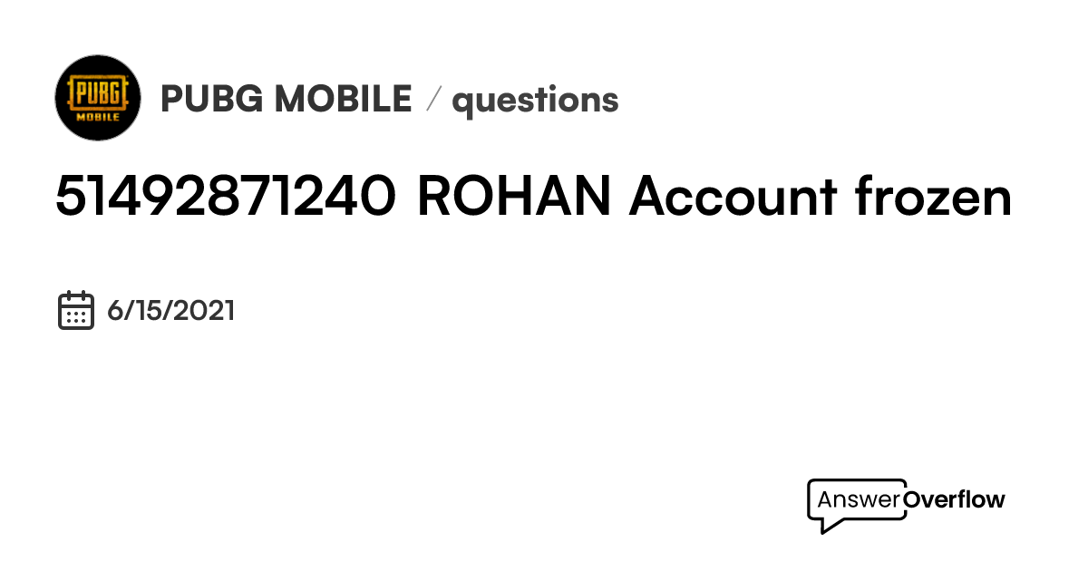 51492871240 ROHAN Account frozen - PUBG MOBILE