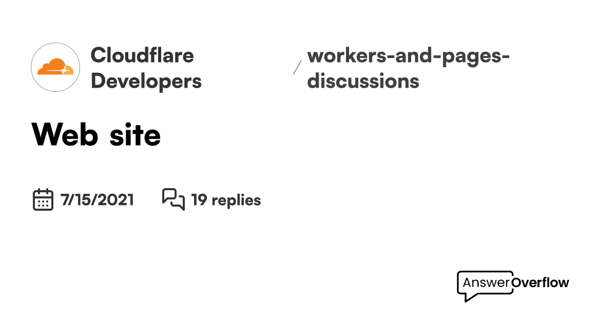Web site - Cloudflare Developers