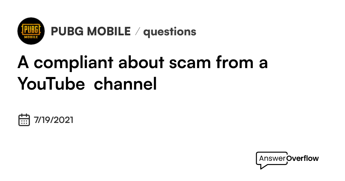 A compliant about scam from a YouTube channel - PUBG MOBILE