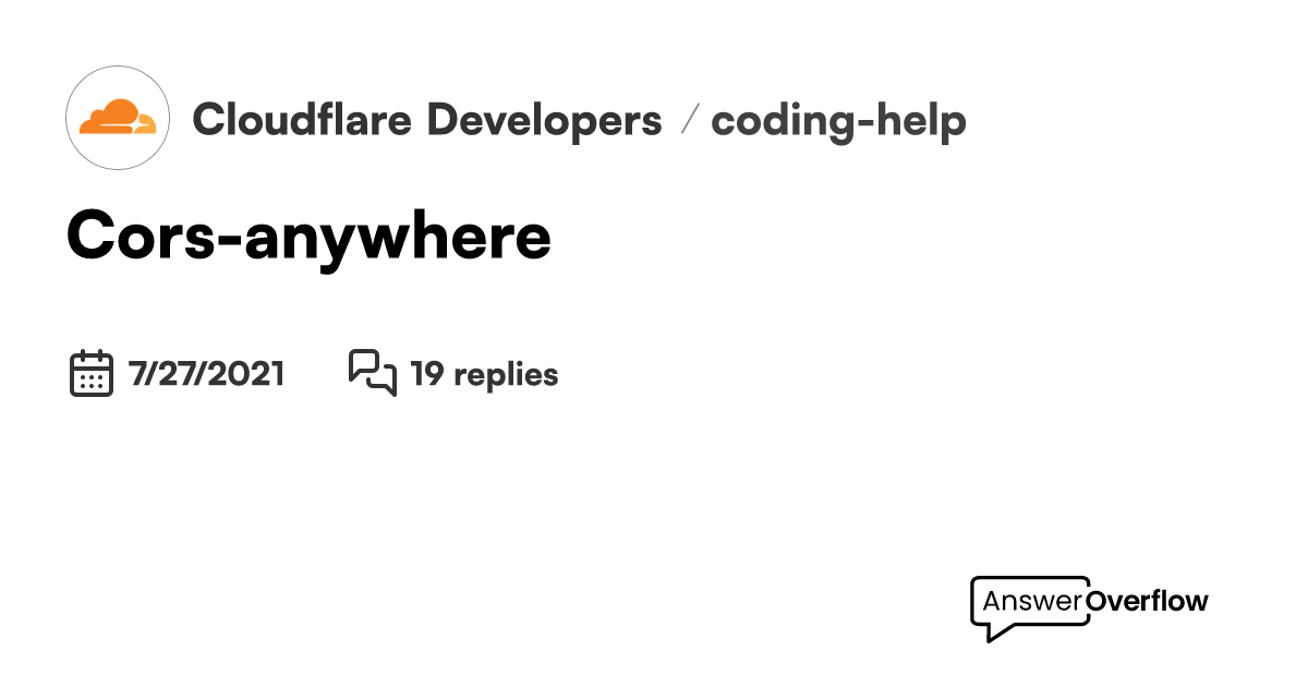 Cors-anywhere - Cloudflare Developers