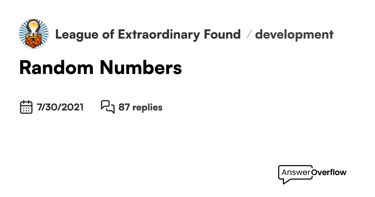 Random Numbers - League of Extraordinary FoundryVTT Developers