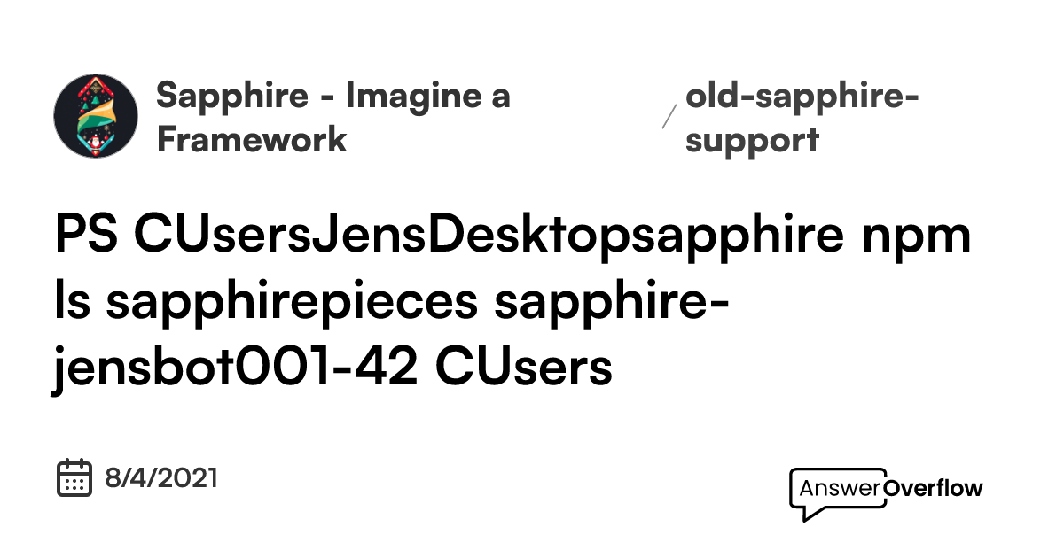 ```PS C:\Users\Jens\Desktop\sapphire> npm ls @sapphire/pieces sapphire-jensbot@0.0.1-42 C:\Users ...