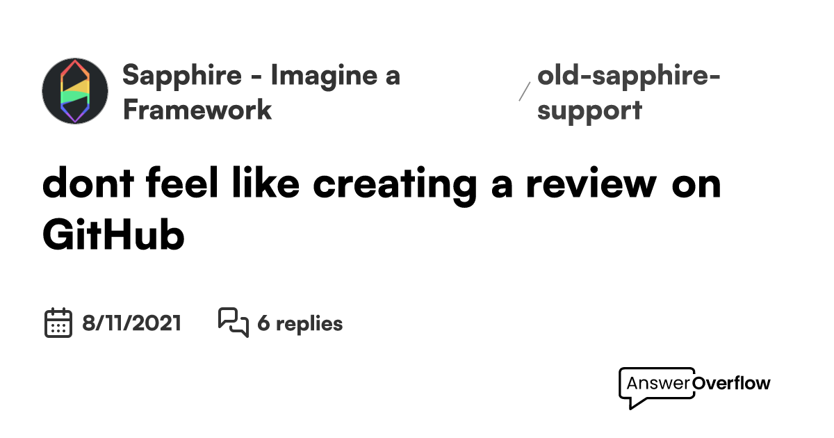 dont feel like creating a review on GitHub... - Sapphire - Imagine a Framework