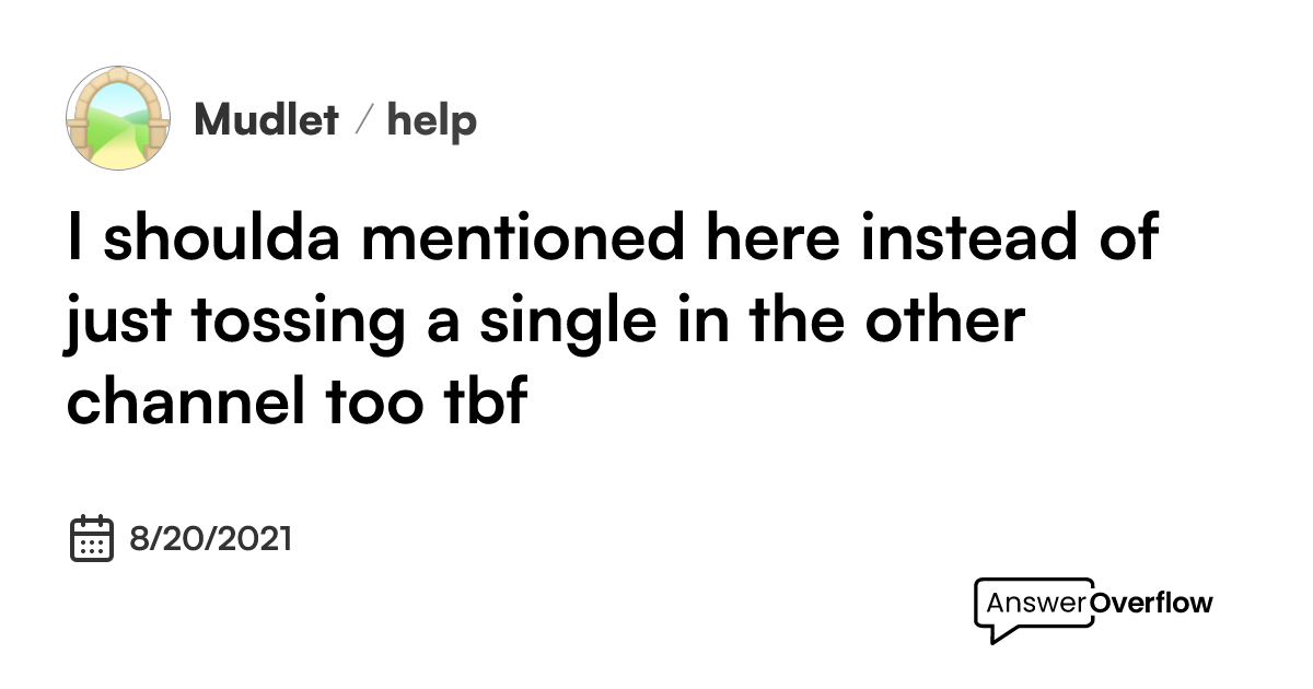 I shoulda mentioned here instead of just tossing a single @ in the ...