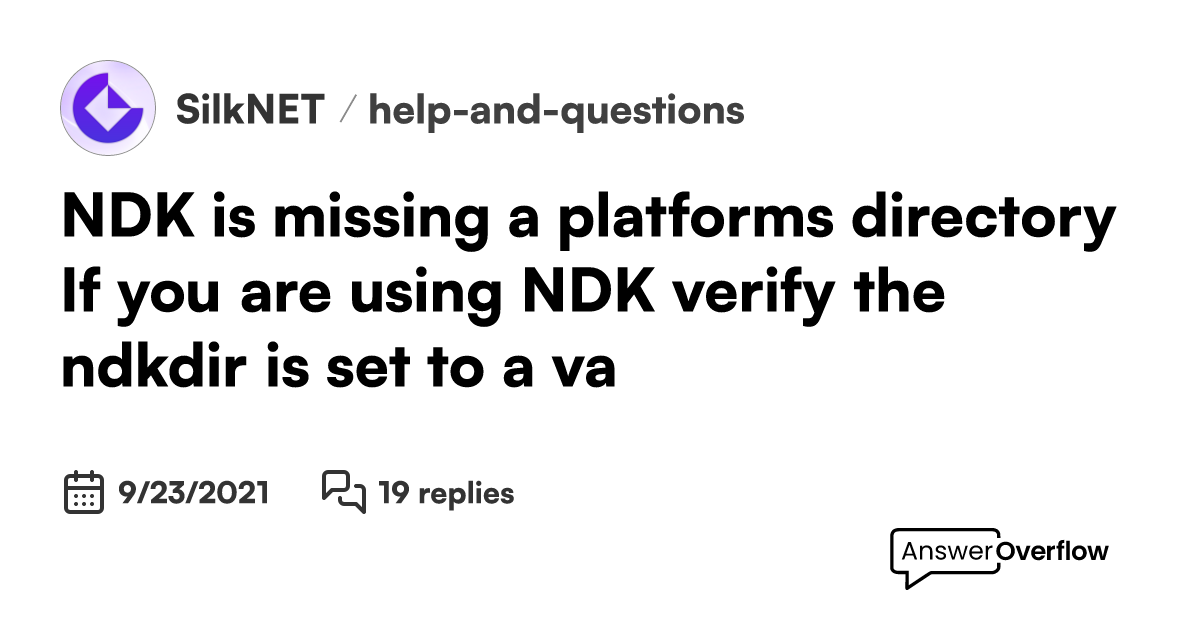 NDK is missing a "platforms" directory. If you are using NDK, verify the ndk.dir is set to a ...