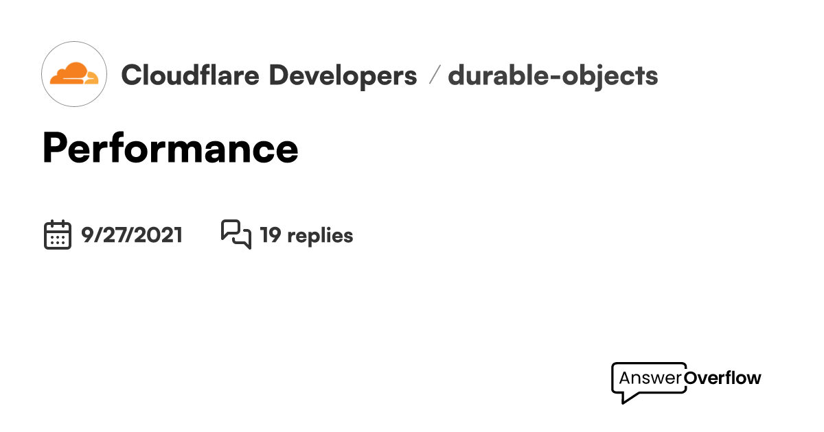 Performance. - Cloudflare Developers