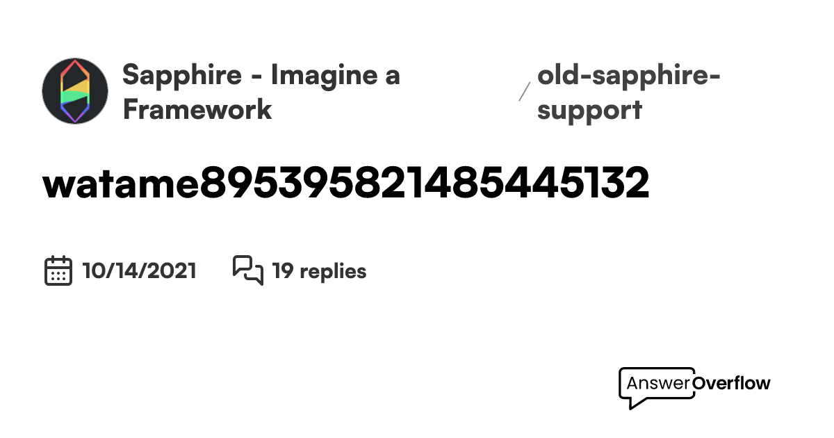 - Sapphire - Imagine a Framework