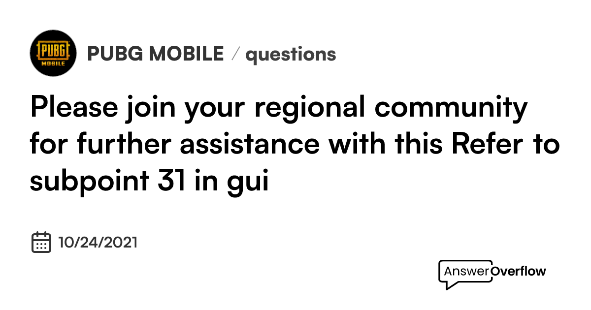 Please join your regional community for further assistance with this ...