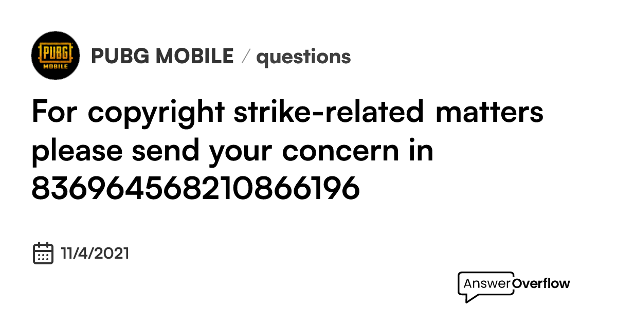 For copyright strike-related matters, please send your concern in # ...