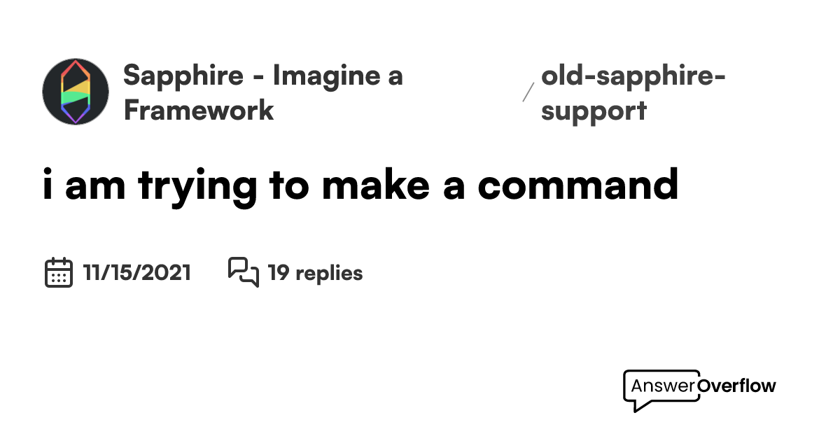 i am trying to make a command - Sapphire - Imagine a Framework