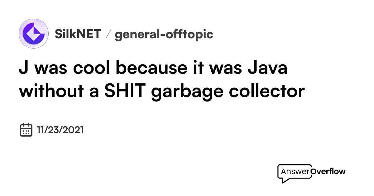 J# was cool, because it was Java without a SHIT garbage collector - Silk.NET