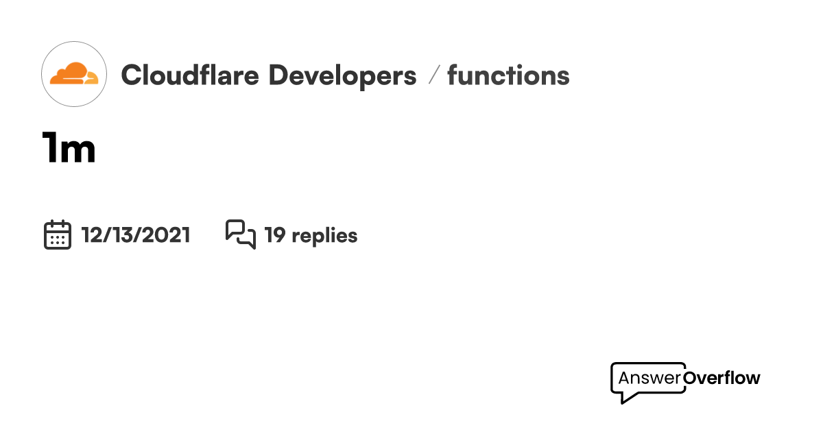 1m - Cloudflare Developers