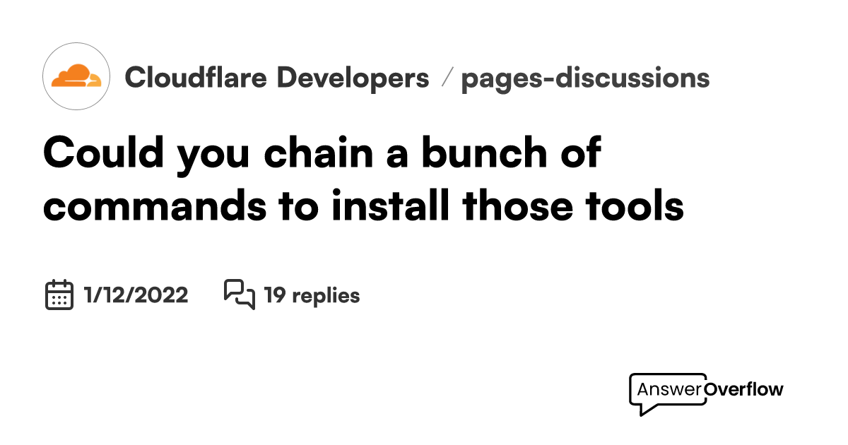 Could you chain a bunch of commands to install those tools ...