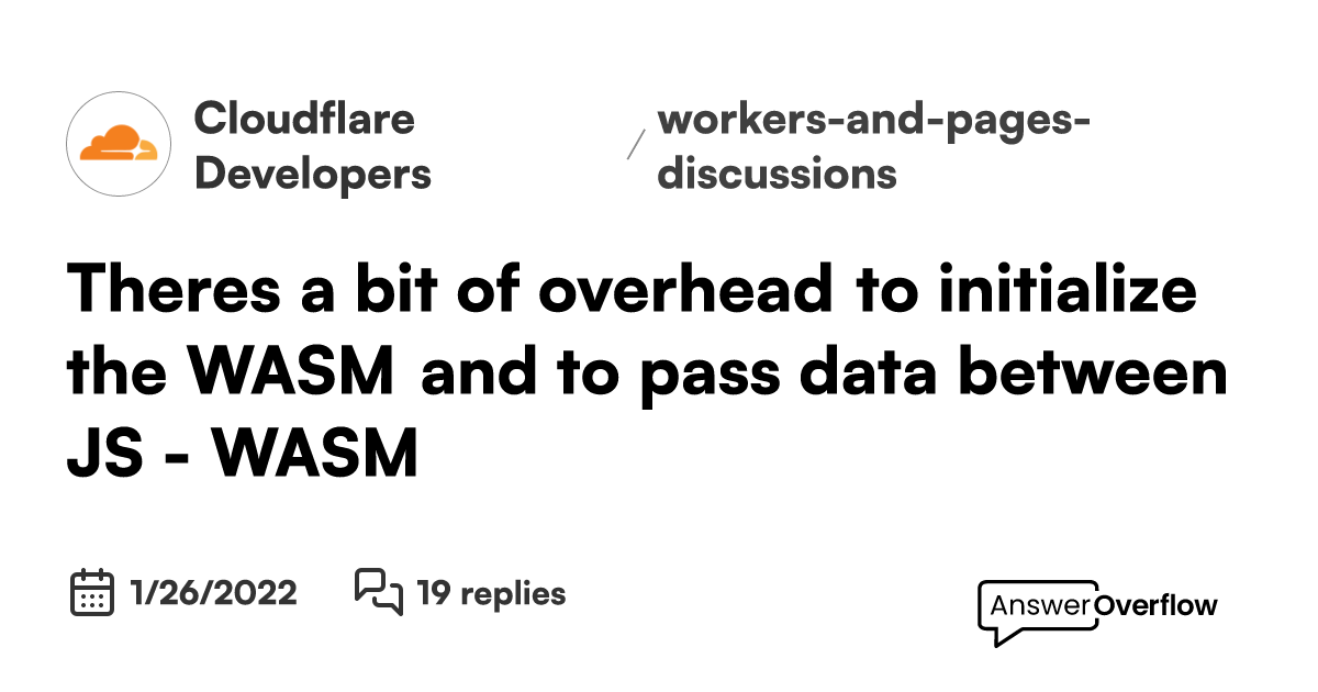 Theres A Bit Of Overhead To Initialize The Wasm And To Pass Data Between Js Wasm Cloudflare