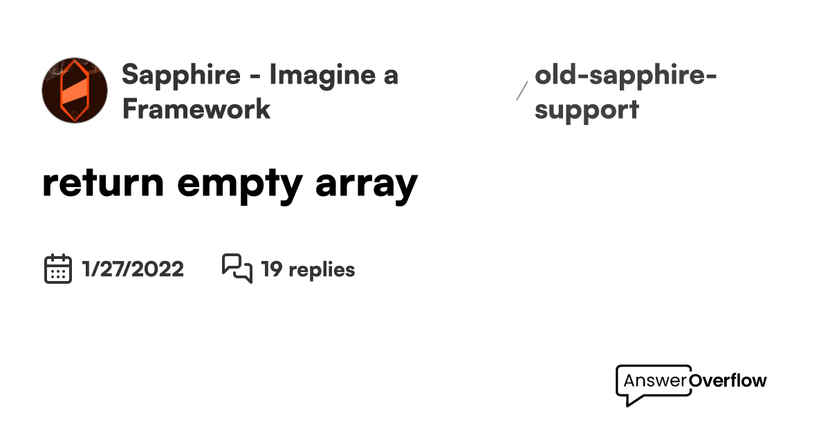 return empty array? - Sapphire - Imagine a framework