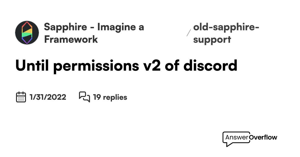 Until permissions v2 of discord - Sapphire - Imagine a Framework