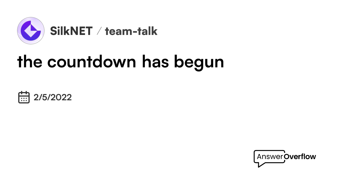 the countdown has begun - Silk.NET